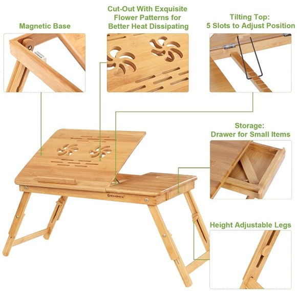 Accents | Natural Bamboo Laptop Desk Serving Bed Tray | Poshmark